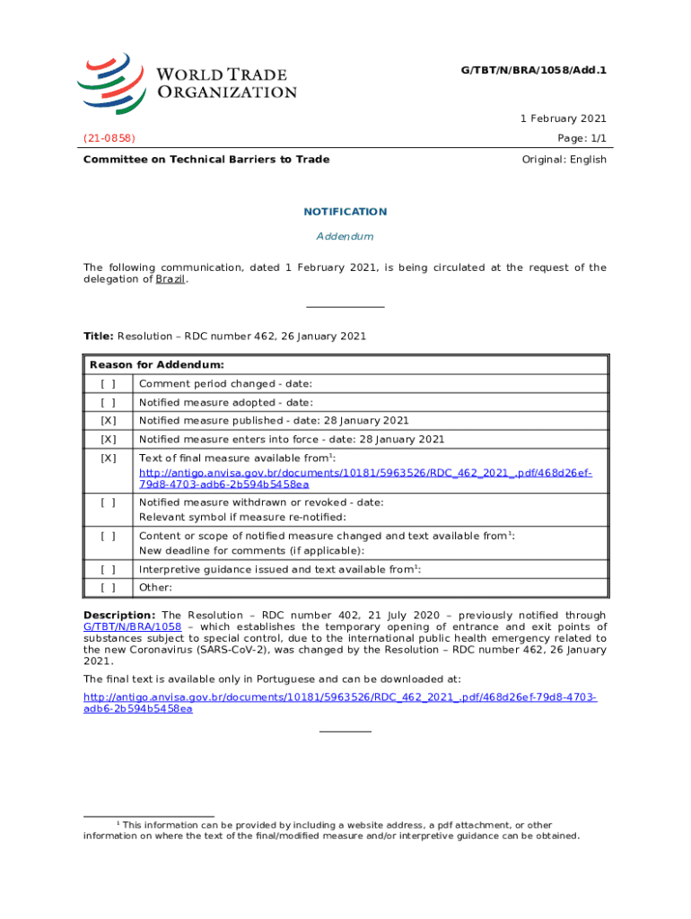 Notification Addendum Doc Template | pdfFiller