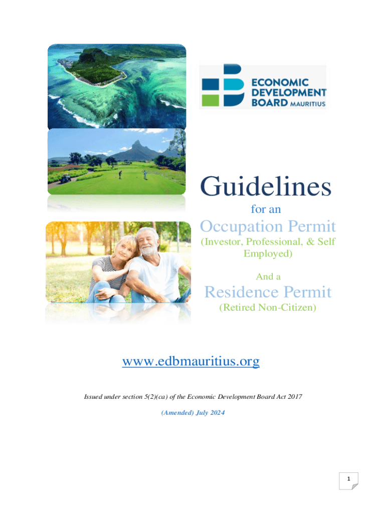 Fillable Online Guidelines for an Occupation Permit And a Residence ...