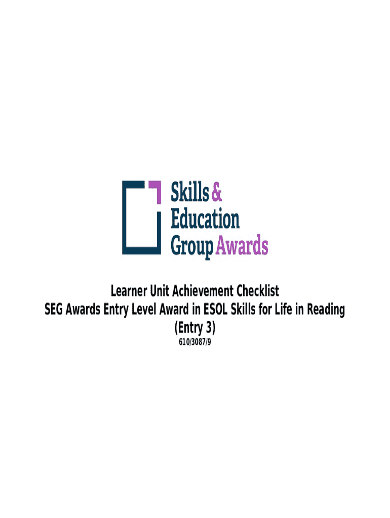 Learner Unit Achievement Checklist Doc Template | pdfFiller