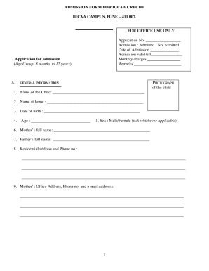 Fillable Online Iucaa Creche Admission Form 2023 - Enroll Your Child ...