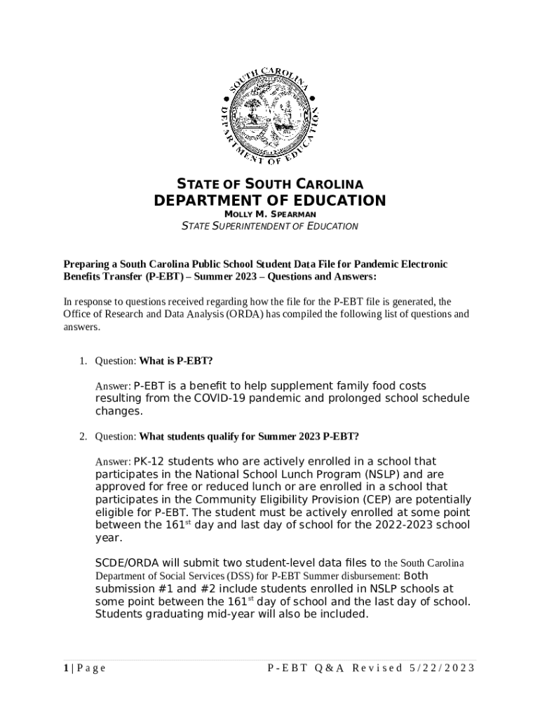 Preparing a South Carolina Public School Student Data File for Pandemic ...