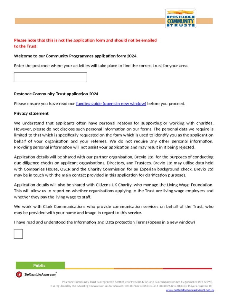 Community Programmes Application Doc Template | pdfFiller