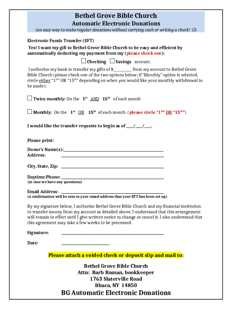 Automatic Electronic Donations Doc Template | pdfFiller