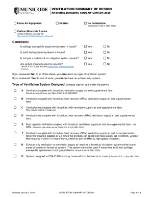 Fillable Online Ventilation Summary of Design - National Building Code ...