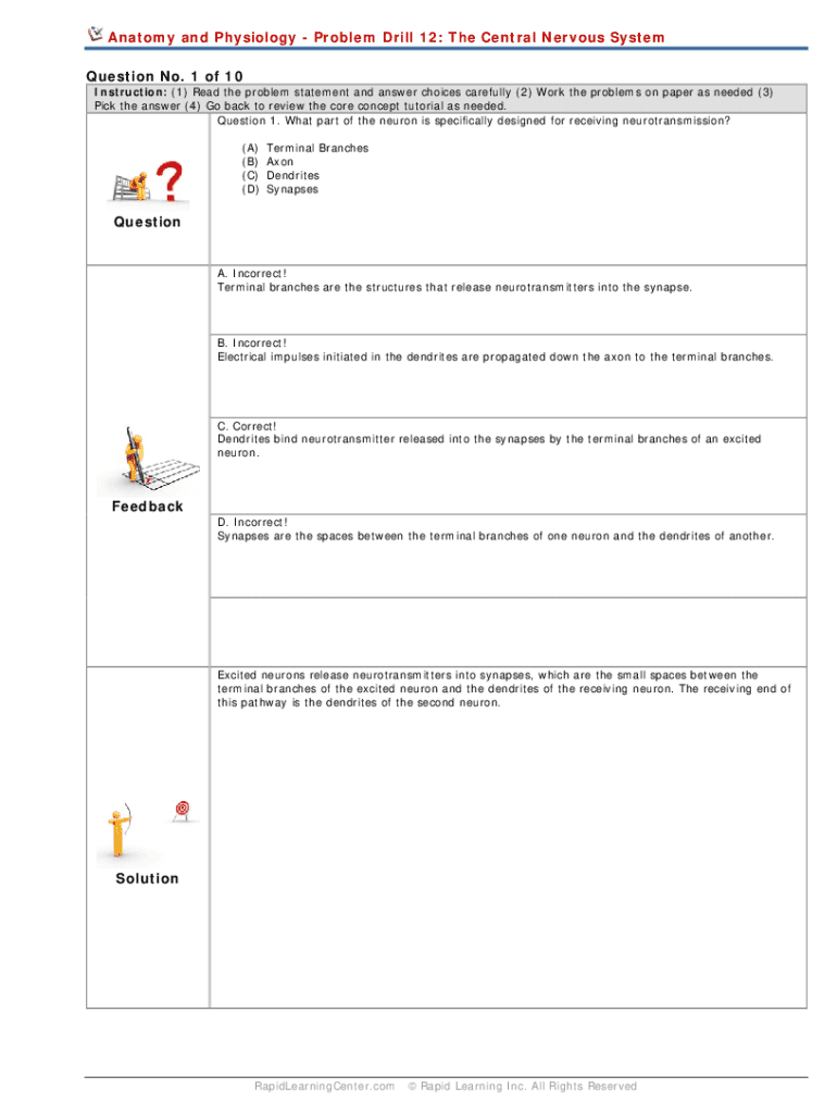 Fillable Online Problem Drill 12: The Spinal Cord and Spinal Nerves Fax Email Print - pdfFiller