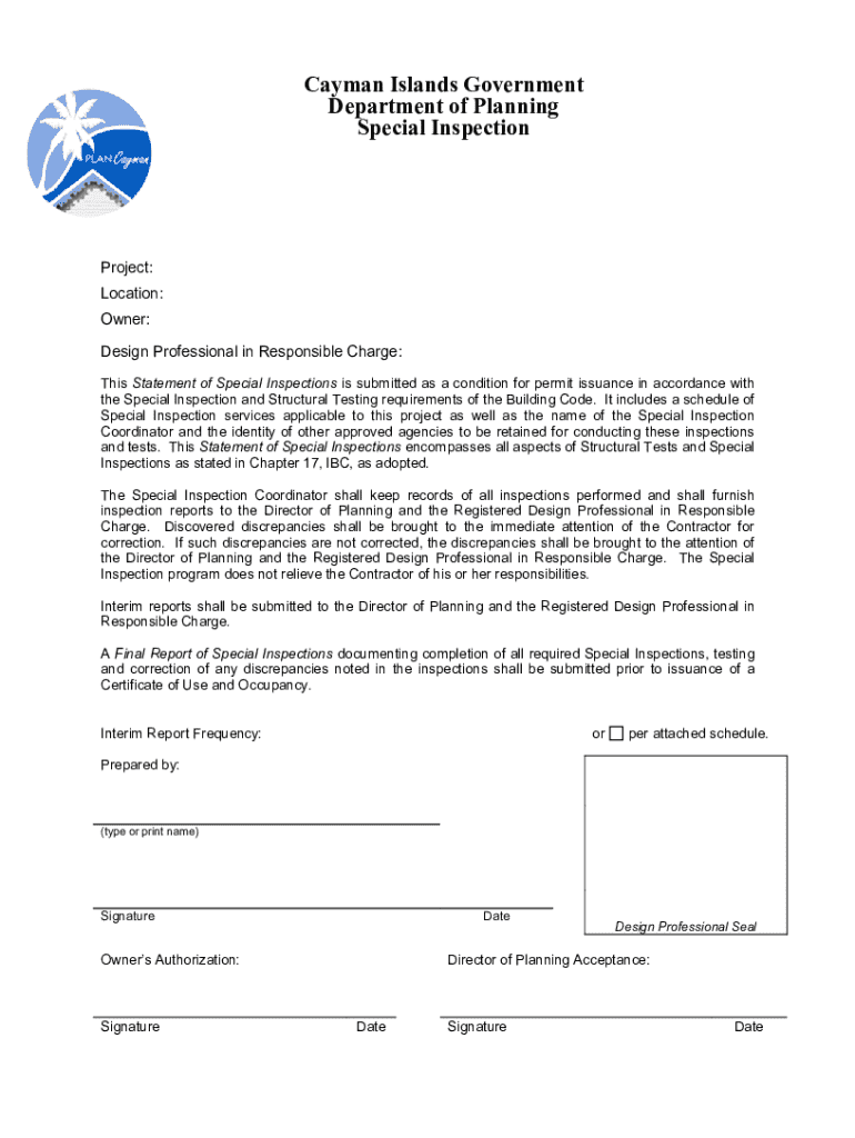 Fillable Online INSPECTION REQUEST FORM GRAND CAYMAN Fax Email Print ...