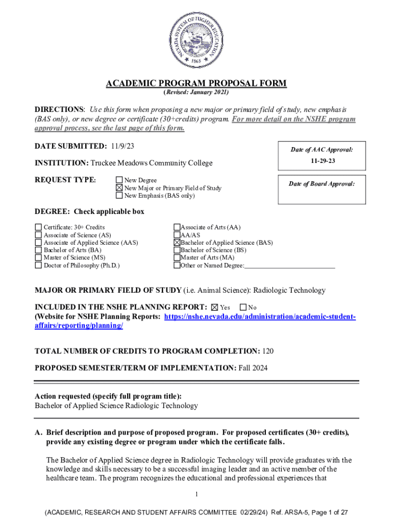 Fillable Online 2021 Proposal for Bachelor of Applied Science in ...