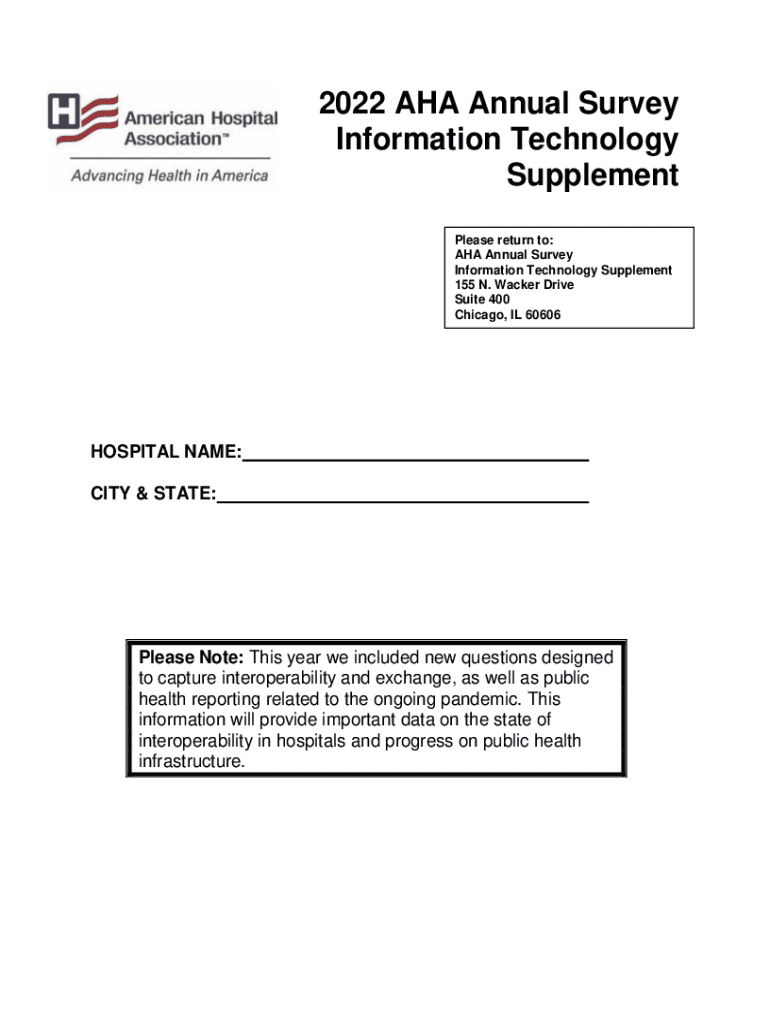 Fillable Online 2022 Aha Annual It Survey: Interoperability and Public ...