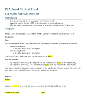 Supervisor Approval Template Doc Template | pdfFiller