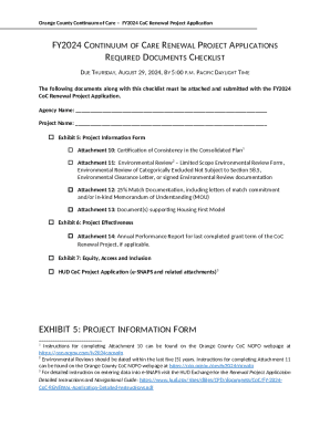 Renewal Project Application Checklist Doc Template | pdfFiller