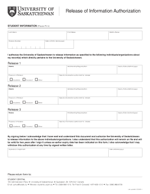 Fillable Online Release of Information Authorization - Students ...