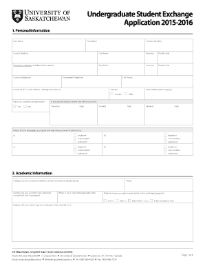 Fillable Online Undergraduate Student Exchange Application form ...