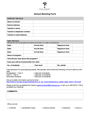 Fillable Online School Group Booking Form Fax Email Print - pdfFiller