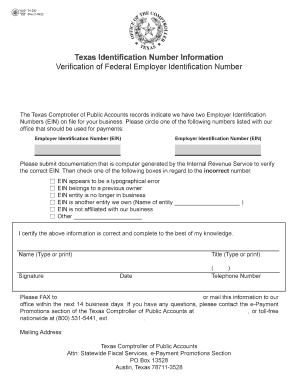 Fillable Online 72-202 Texas Identification Number Information ...