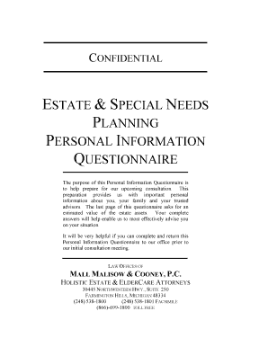 Fillable Online PERSONAL INFORMATION QUESTIONNAIRE Fax Email Print ...