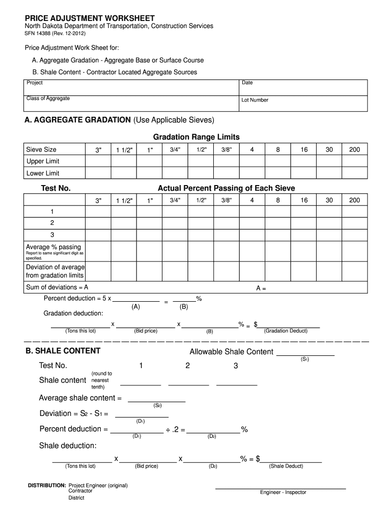 Fillable Online dot nd Gradation Range Limits Test No. Actual Percent ...