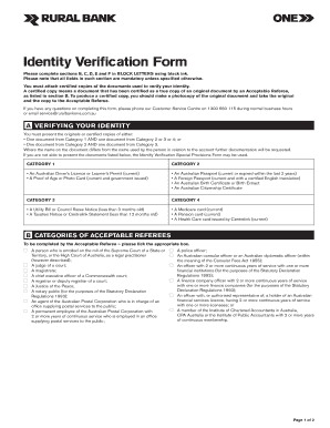 Fillable Online Identity Verification Form - Rural Bank Fax Email Print ...