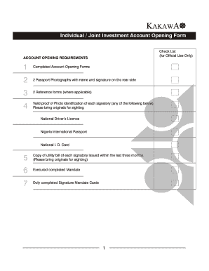 Fillable Online Individual / Joint Investment Account Opening Form Fax ...