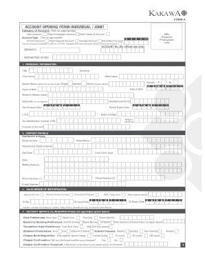 Fillable Online ACCOUNT OPENING FORM-INDIVIDUAL / JOINT Fax Email Print ...