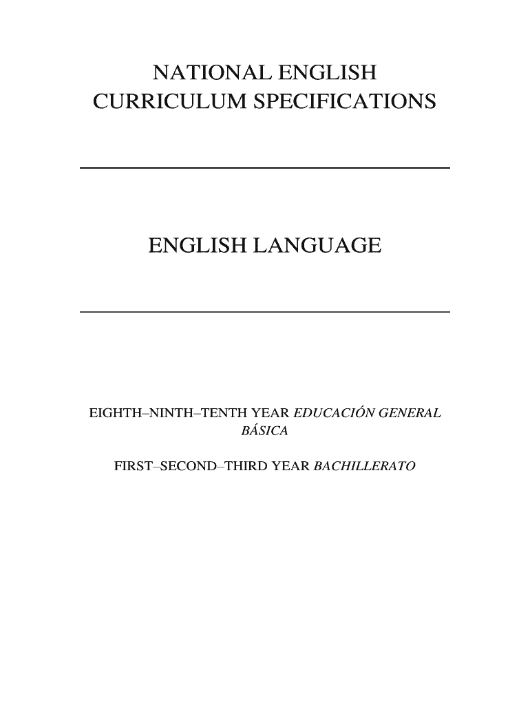 Fillable Online jefferson edu NATIONAL ENGLISH CURRICULUM ...