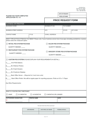 Fillable Online PRICE REQUEST FORM Fax Email Print - pdfFiller