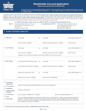 Fillable Online Shareholder Account Application - The Permanent ...