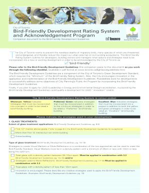 Fillable Online Bird-Friendly Development Rating System and ... - City ...