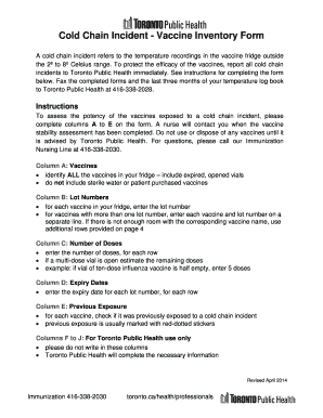 Fillable Online Cold Chain Failure Vaccine Inventory Form Fax Email ...