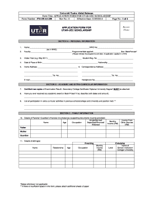 Fillable Online APPLICATION FORM FOR UTAR-UEC SCHOLARSHIP Form ... Fax ...