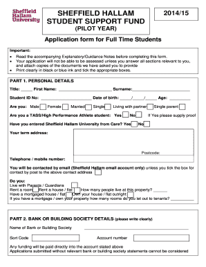 Fillable Online Application form - Sheffield Hallam University Fax ...