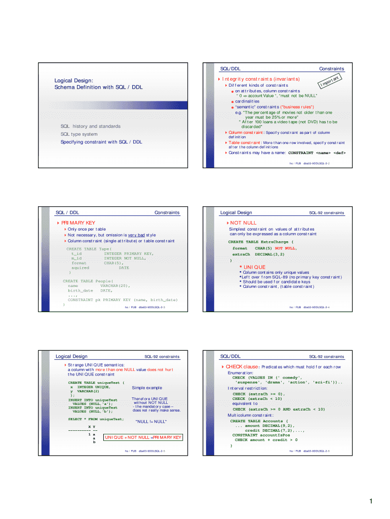Fillable Online inf fu-berlin Logical Design Schema Definition with SQL ...