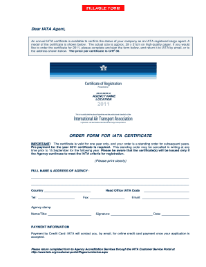 Fillable Online iata FILLABLE FORM Dear IATA Agent, An annual IATA ...