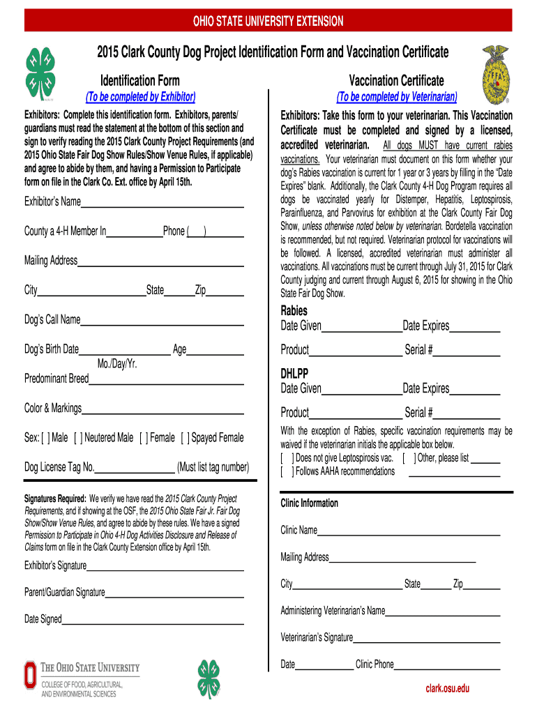 Fillable Online clark osu 2008 Ohio State Fair Dog Project ...