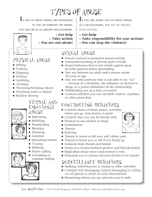 Fillable Online TYPES OF ABUSE Fax Email Print - pdfFiller