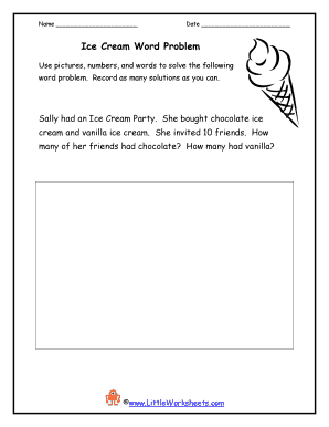 Fillable Online Ice Cream Word Problem - Printable Preschool Fax Email ...