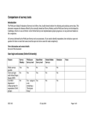 Fillable Online Comparison of survey tools Fax Email Print - pdfFiller