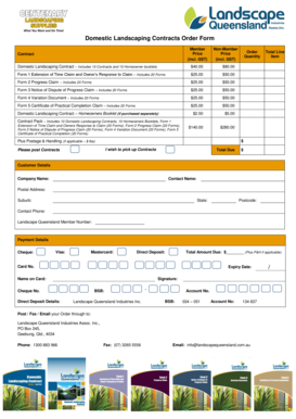 Fillable Online Major Partner Domestic Landscaping Contracts Order Form ...