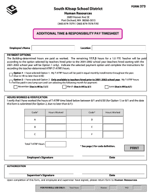 Fillable Online skitsap wednet ATRP - Additional Time & Responsibility ...