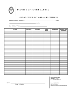 Fillable Online diocesesd Confirmation Reporting Form.pub - Diocese of ...