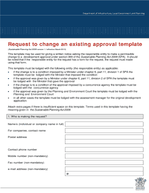 Fillable Online Request to change an existing approval template ...