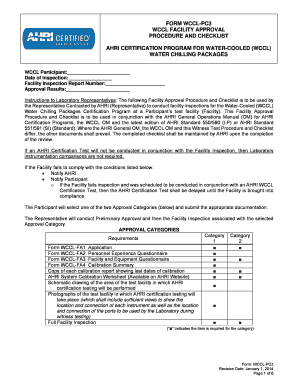 Fillable Online ahrinet Form WCCL-PC3 - Facility Approval Procedure and ...