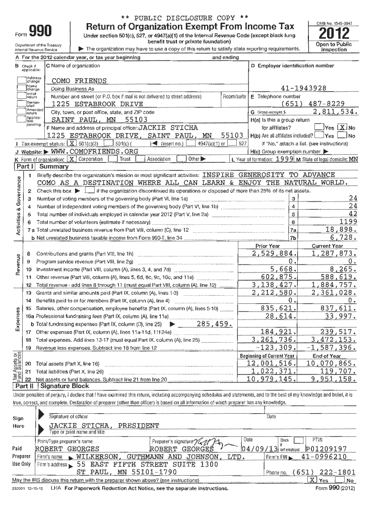 Fillable Online comozooconservatory 2012 - Como Park Zoo and ...