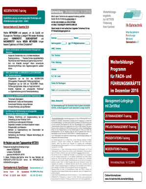 Ausfüllbar Online Vorbildliche Leitung von wirkungsvollen Workshops und ...