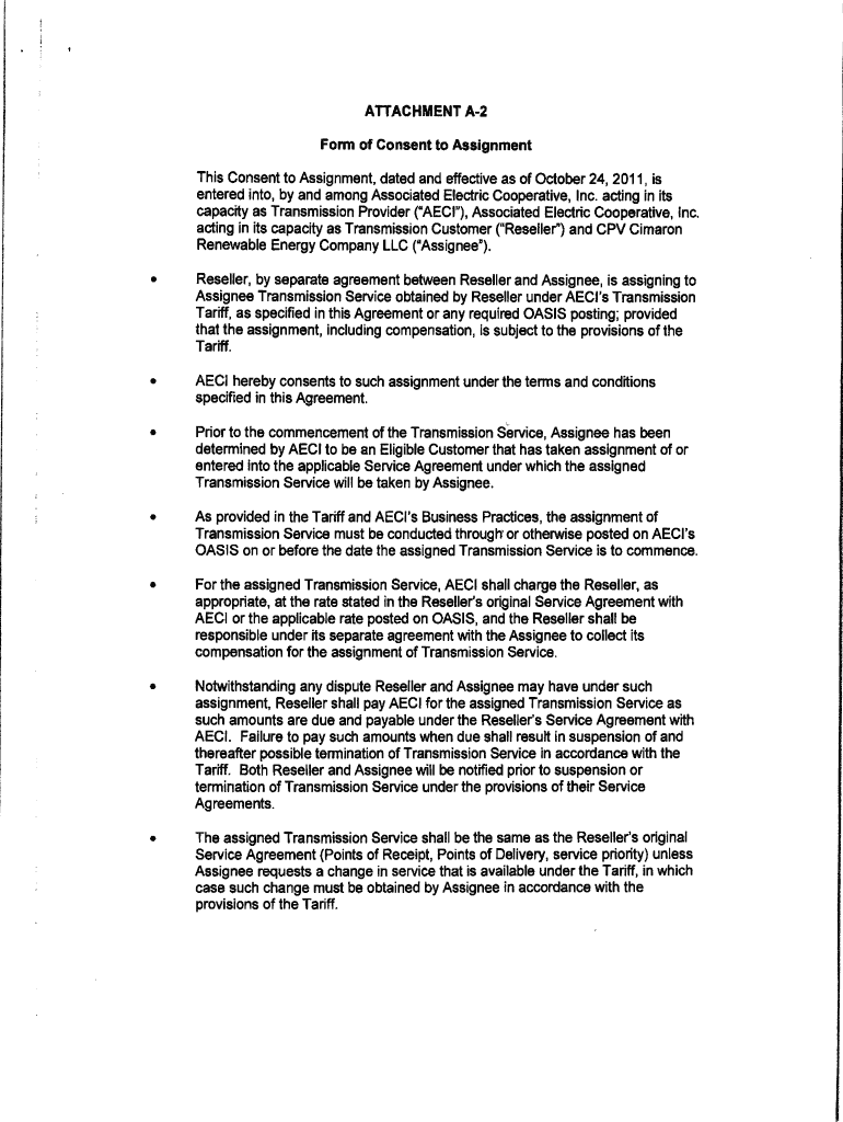 Fillable Online ATTACHMENT A 2 Form Of Consent To Assignment This Fillable Online ATTACHMENT A 2 Form Of Consent To Assignment This