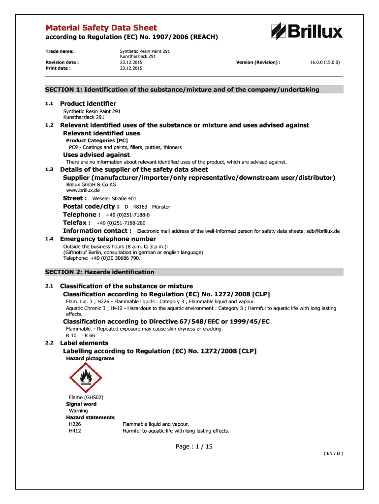 Fillable Online Synthetic Resin Paint 291 Fax Email Print - pdfFiller