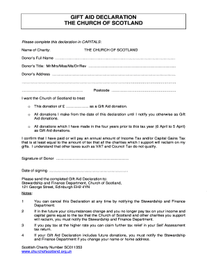 Fillable Online churchofscotland org Gift Aid declaration form for ...