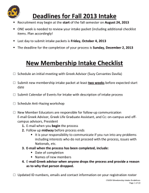 Fillable Online Guidelines for Conducting Membership Intake ...