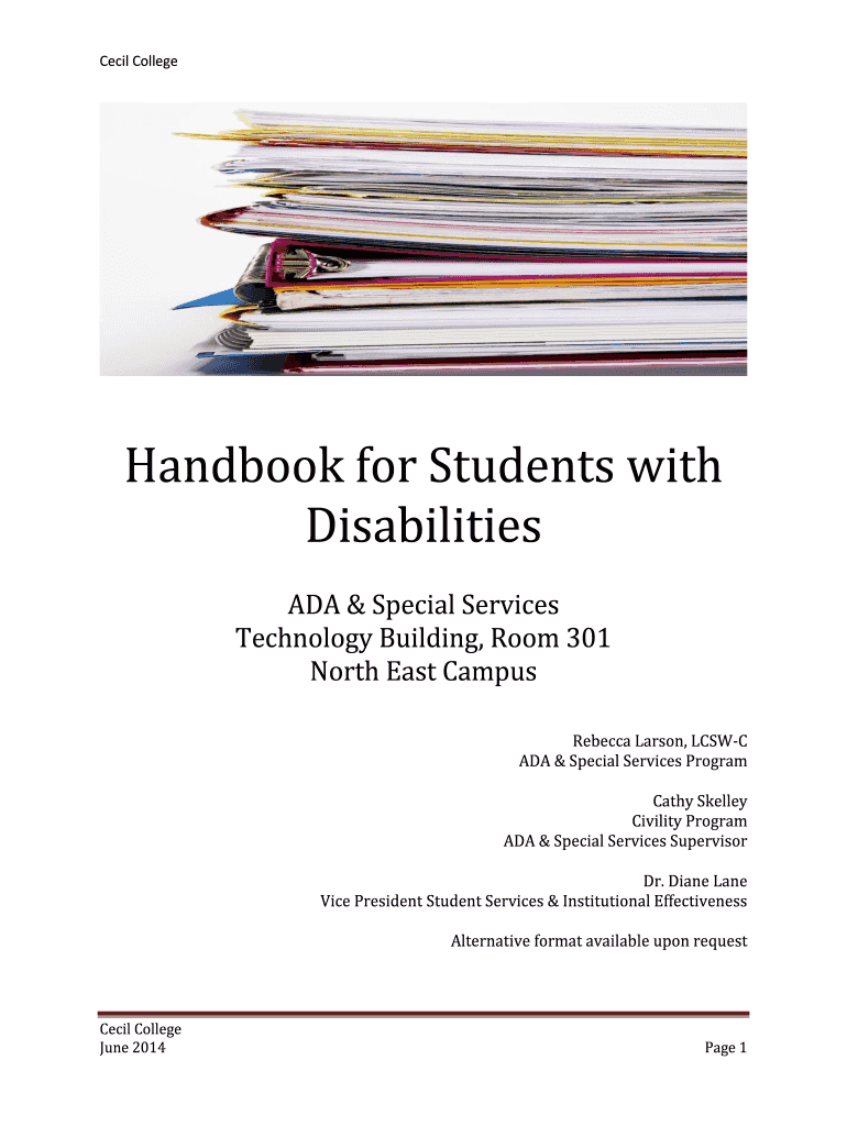 Fillable Online cecil Handbook for Students with Disabilities - Cecil ...