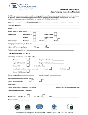 Fillable Online pec 191 deck coating inspection checklist Fax Email ...