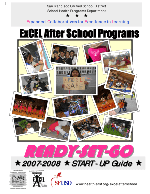 Fillable Online healthiersf SHPD ExCEL AFTER SCHOOL PROGRAM SCHEDULE Fax Email Print - pdfFiller